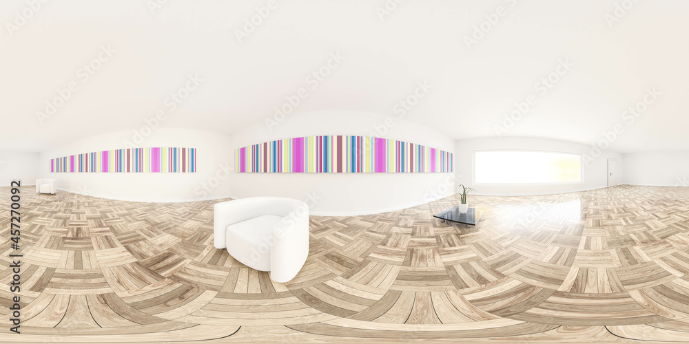 full spherical 360 panorama of white modern studio interior room 3d ...