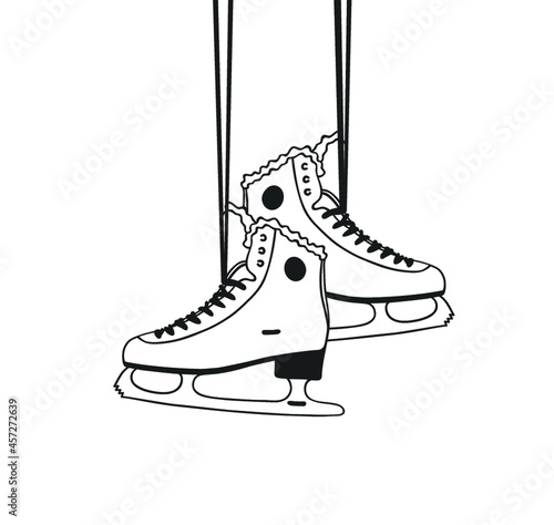 Hockey Skates Hanging Drawing