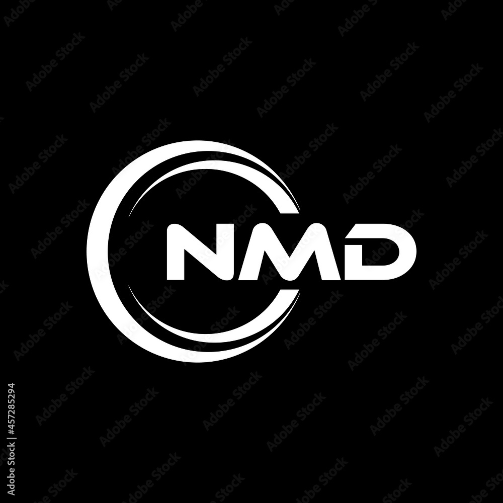 NMD letter logo design with black background in illustrator, vector ...