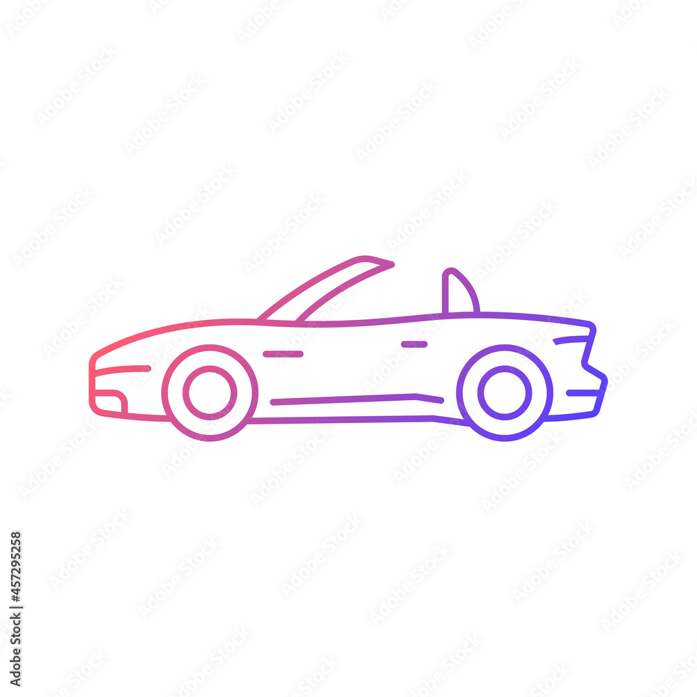 Convertible car gradient linear vector icon. Cabriolet with retractable ...