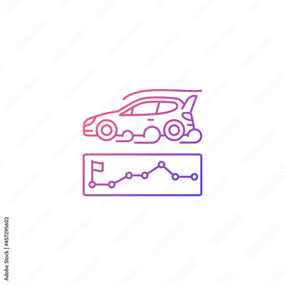 Rallying event gradient linear vector icon. Motor sport competition ...