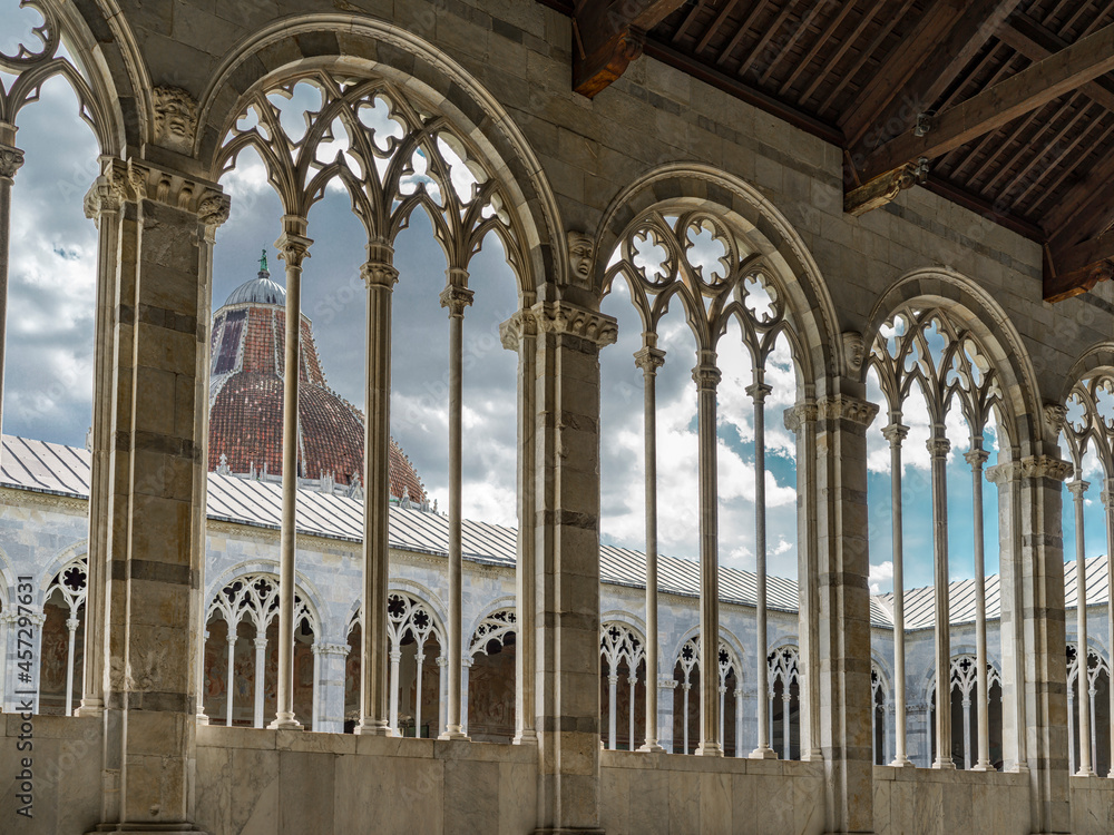 Ancient arches with columns in Pisa in Italy Stock Photo | Adobe Stock
