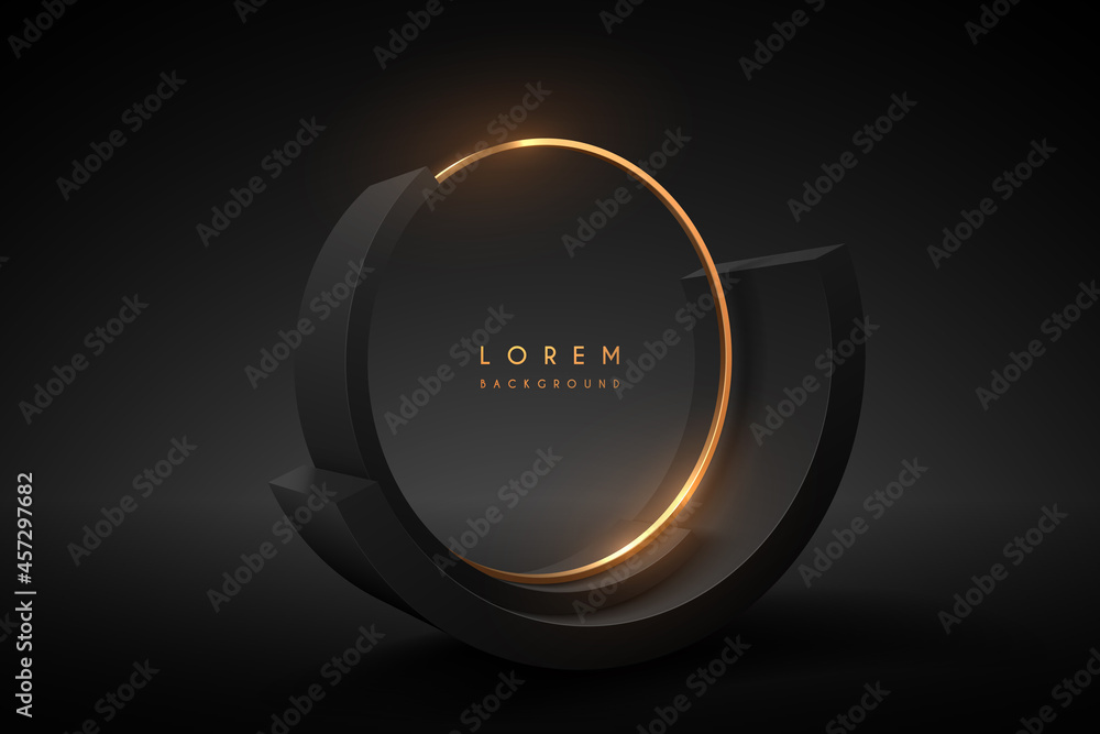 Black and gold circle geometric shapes background Stock Vector | Adobe ...