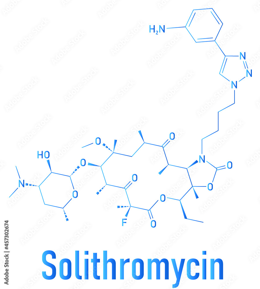 Solithromycin antibiotic drug molecule. Skeletal formula. Stock Vector ...