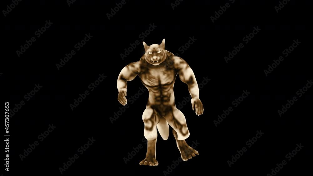 Seamless animation of a werewolf dancing swing isolated with alpha ...