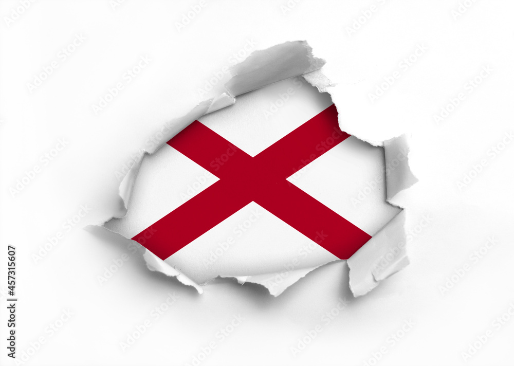 Flag of Alabama underneath the ripped paper – realistic 3d rendering ...