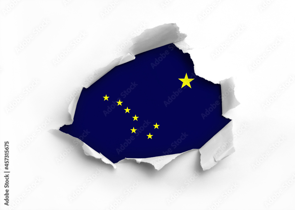 Flag of Alaska underneath the ripped paper – realistic 3d rendering ...
