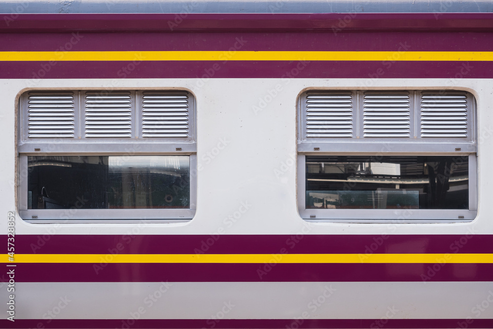Side view of the window of the antique train Stock Photo | Adobe Stock