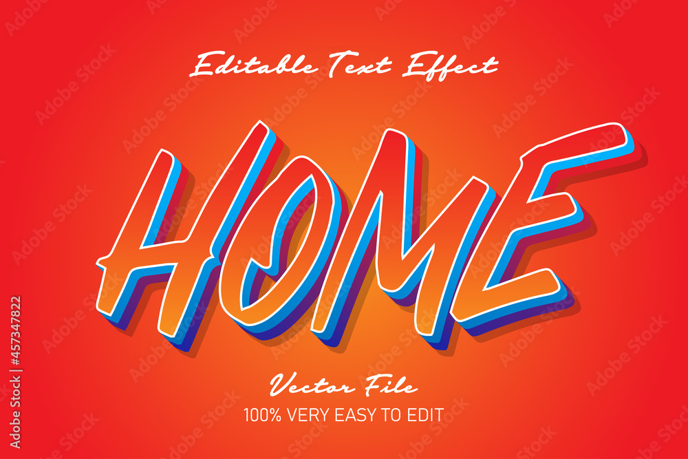 red gradient and blue fresh color text effect Stock Vector | Adobe Stock