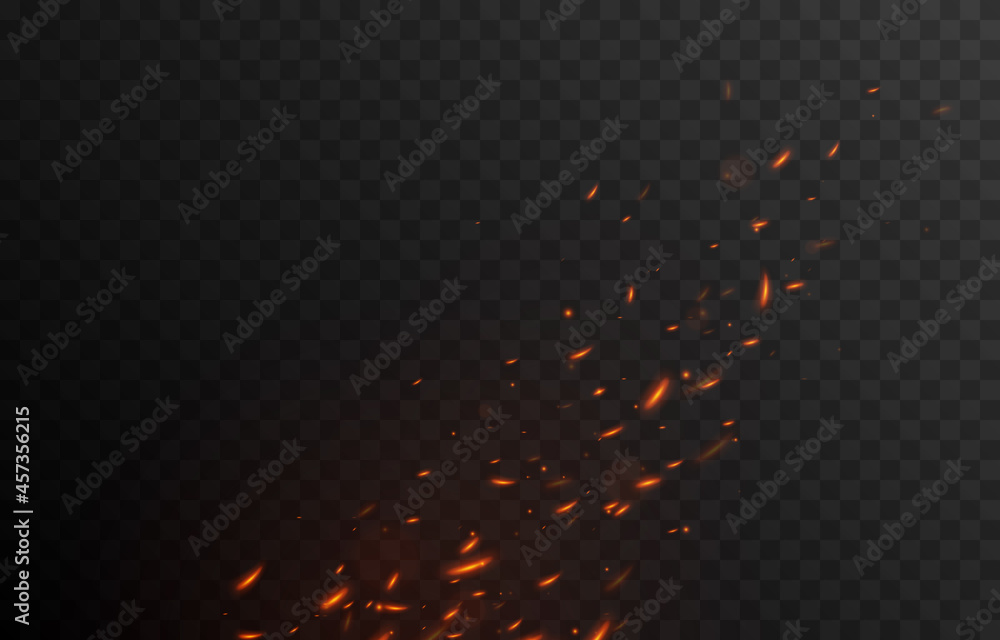 Vector fiery sparks on an isolated transparent background. Sparks png ...