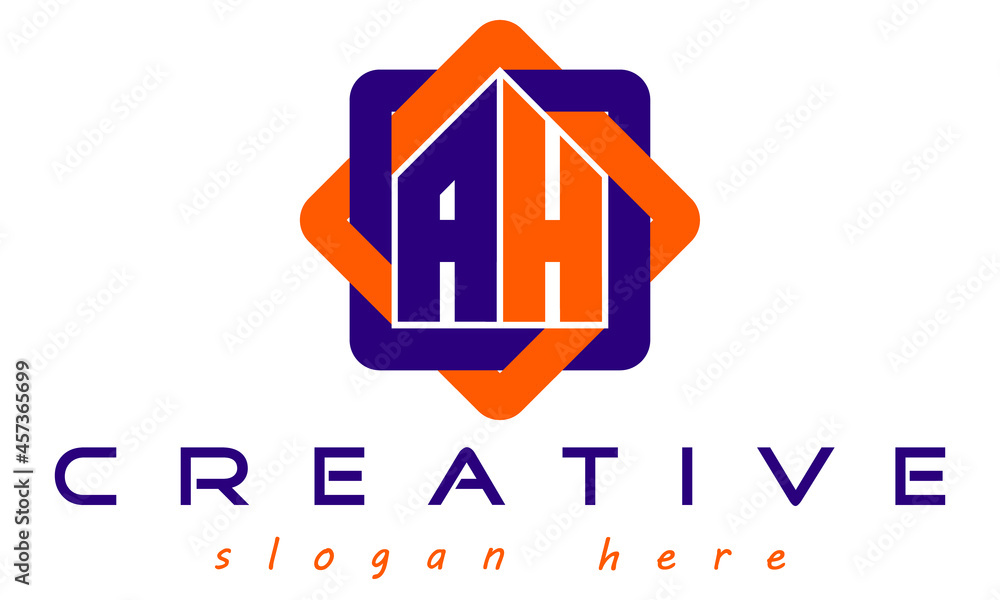 real estate AH letter logo with home sign logo design vector, house ...