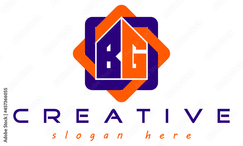 real estate BG letter logo with home sign logo design vector, house ...