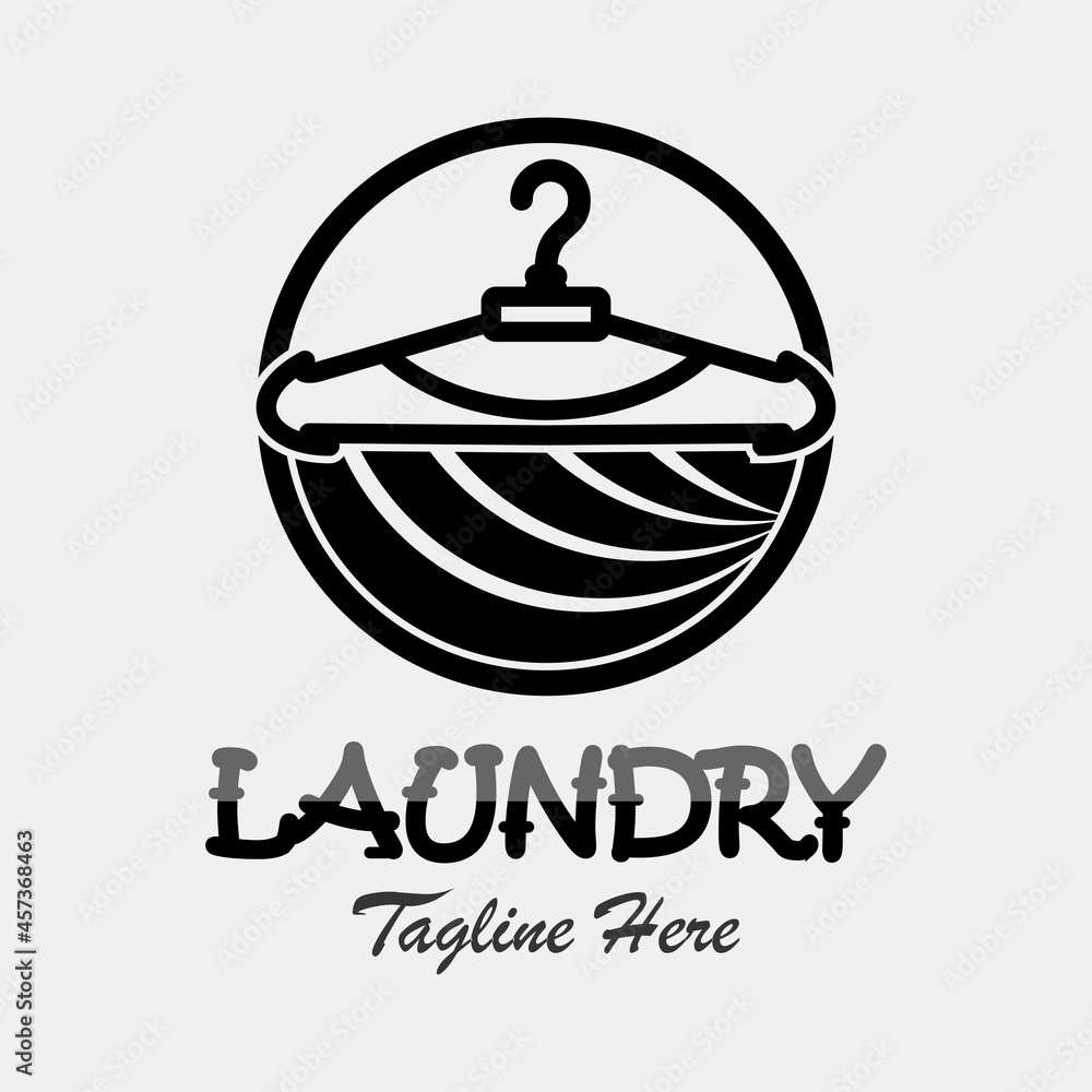 Laundry Logo Template Design Vector. illustration of hanger and clothes ...
