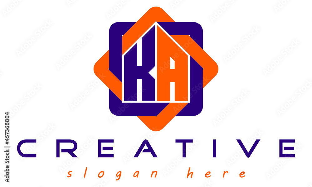 real estate KA letter logo with home sign logo design vector, house ...