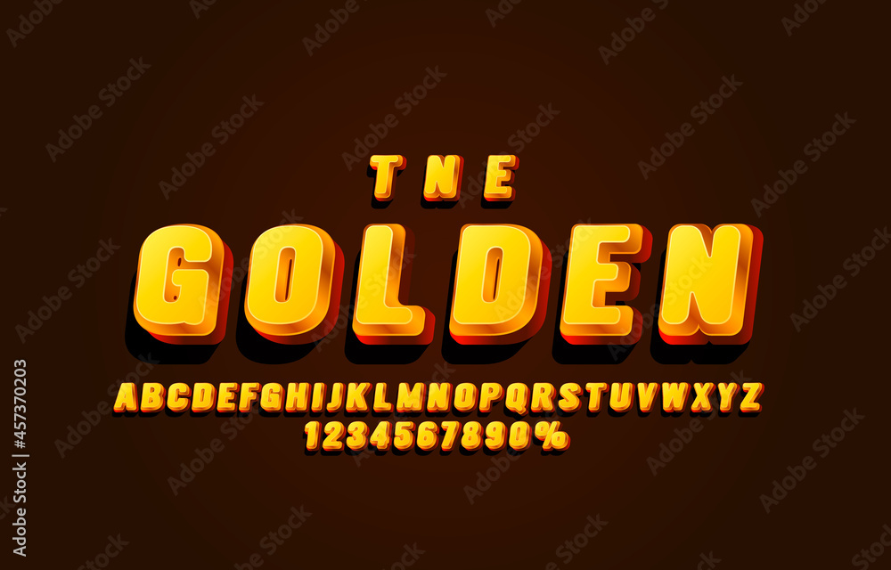 Gold font set collection, letters and numbers symbol. Vector Stock ...