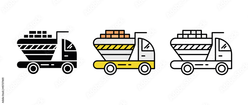 Truck transport and brick construction icon set. Engineering icon. Art ... Truck transport and brick construction icon set. Engineering icon. Art ...