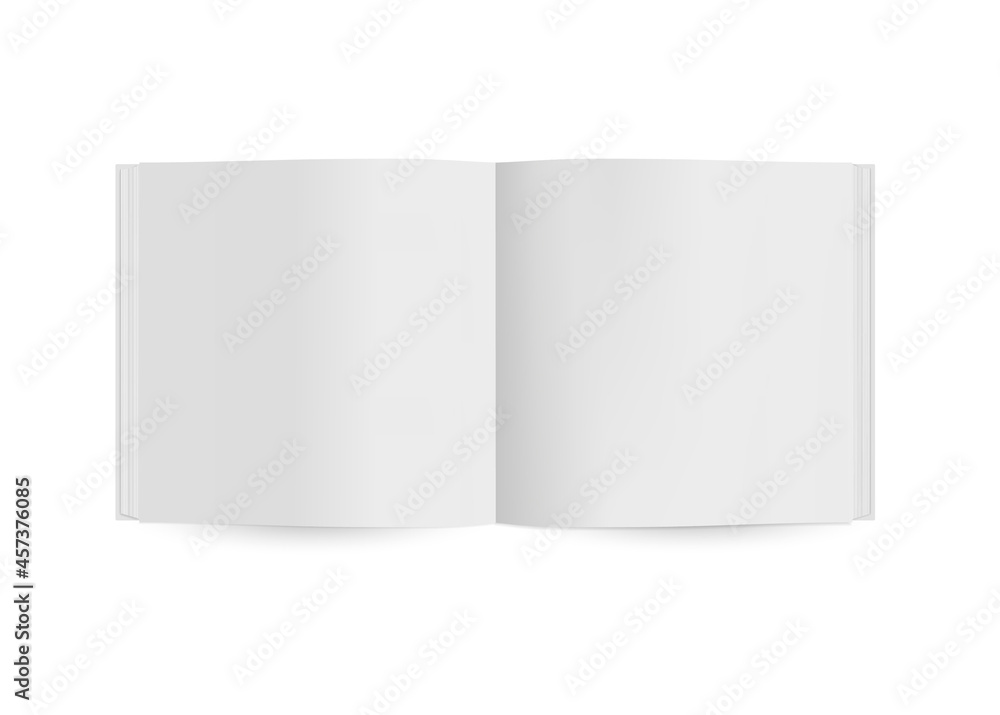 Vector realistic open square book with empty pages. Book Mockup with ...
