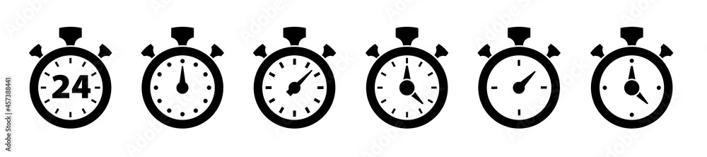 Timer icons set on white background. Countdown Timer vector icons ...