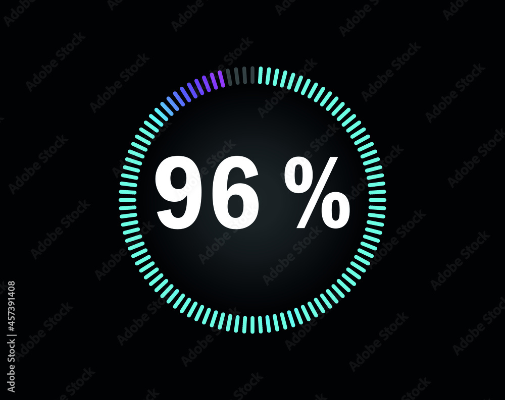 Percent circle diagram showing 96% - indicator with blue to pink ...