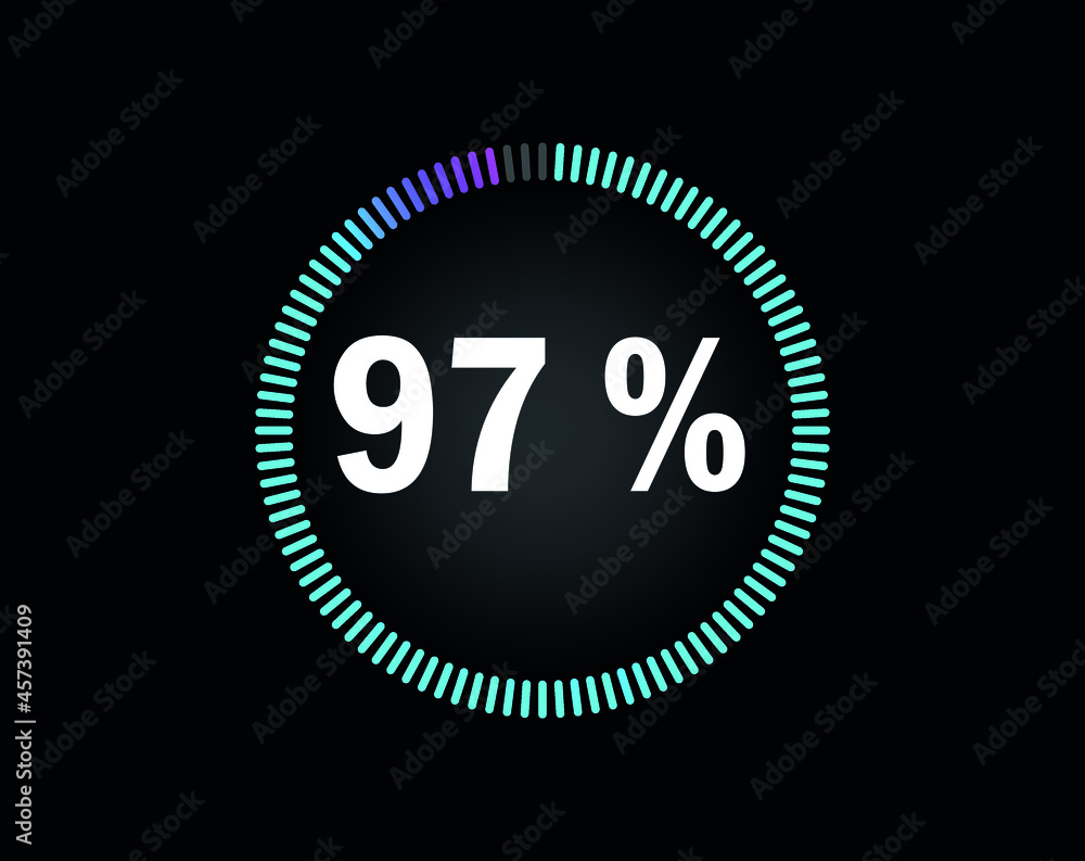 Percent circle diagram showing 97% - indicator with blue to pink ...