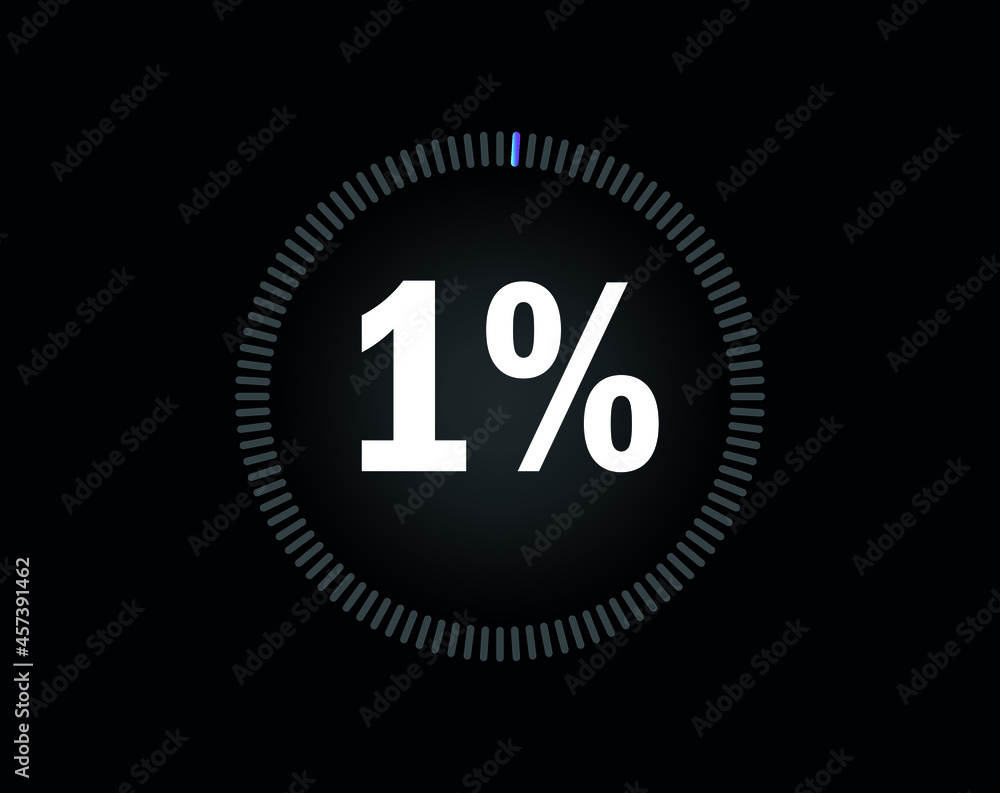 Percent circle diagram showing 1% - indicator with blue to pink ...