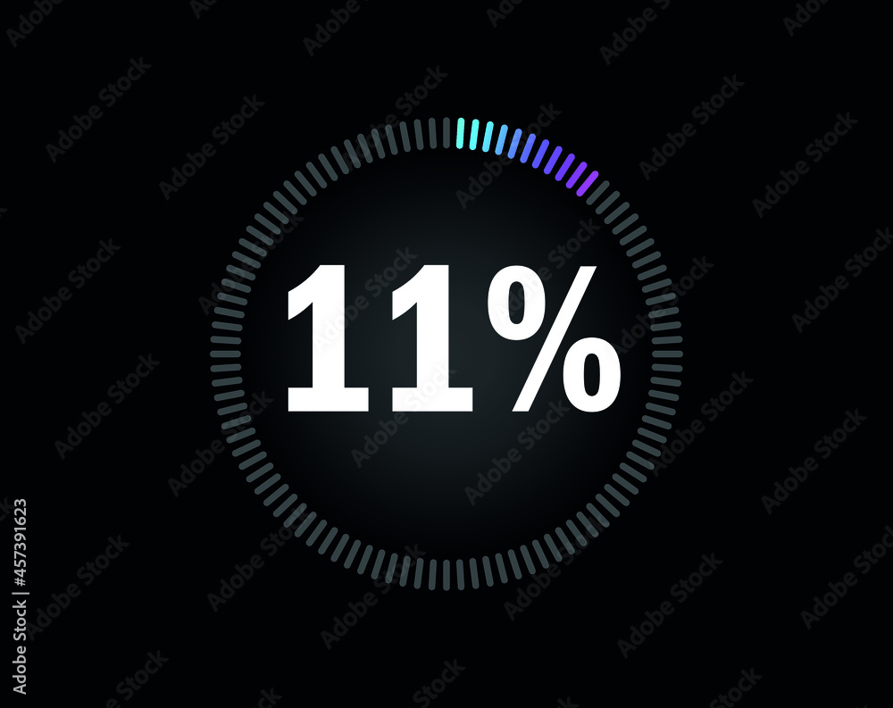 Percent circle diagram showing 11% - indicator with blue to pink ...