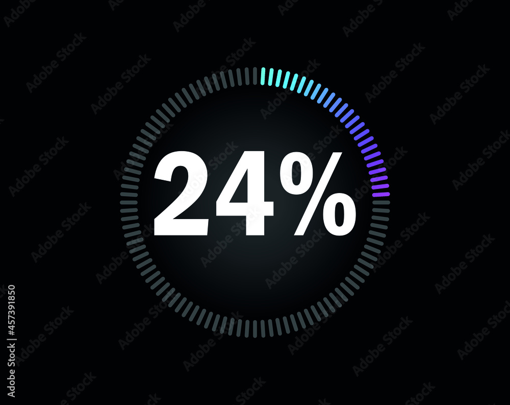 Percent circle diagram showing 24% - indicator with blue to pink ...