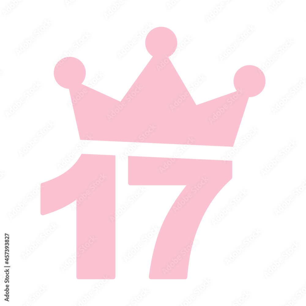 Vetor de Vector illustration of 17th birthday party pink clip art icon ...