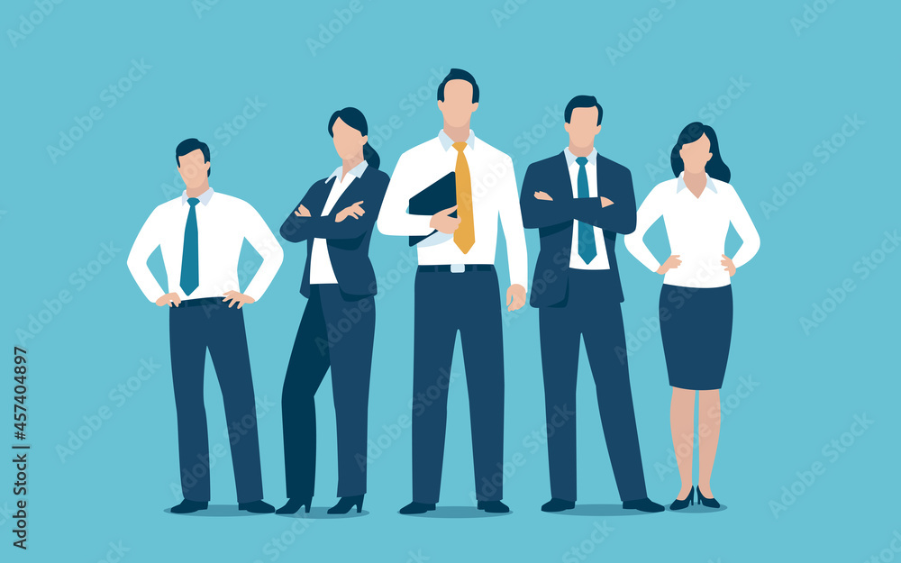 Successful leader and his team. Business vector illustration. Stock ...