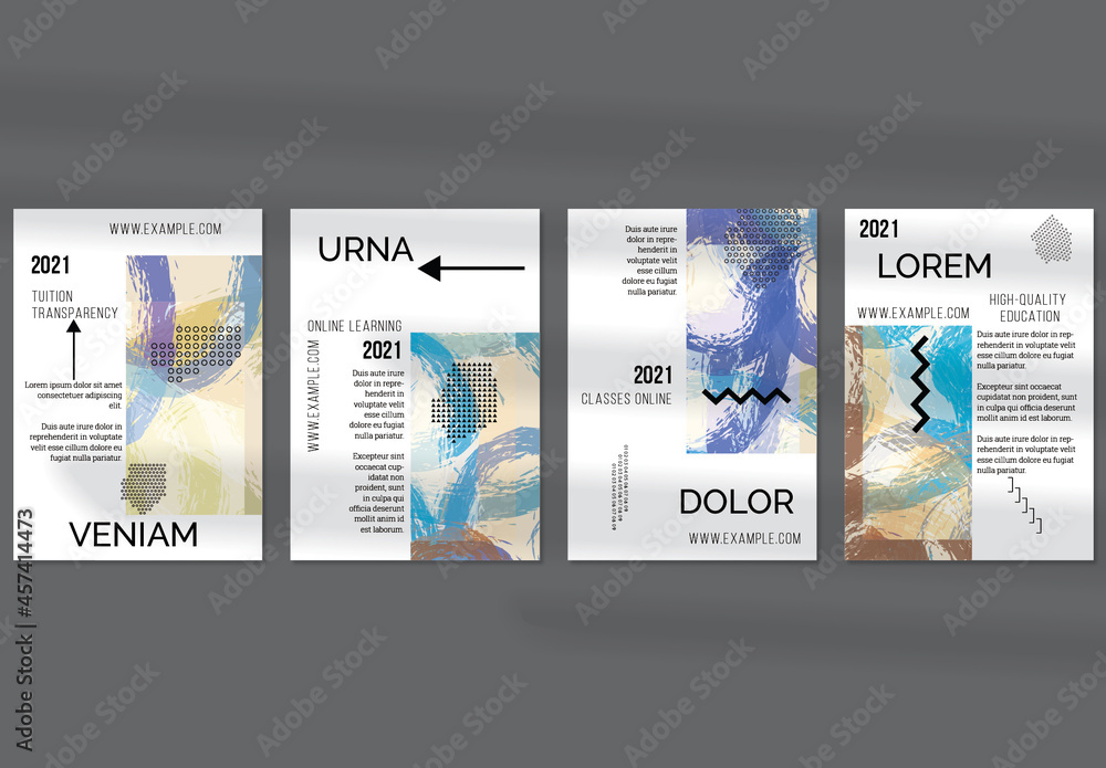 Flyer Layout with Geometric Shapes and Abstract Bright Rectangle on ...