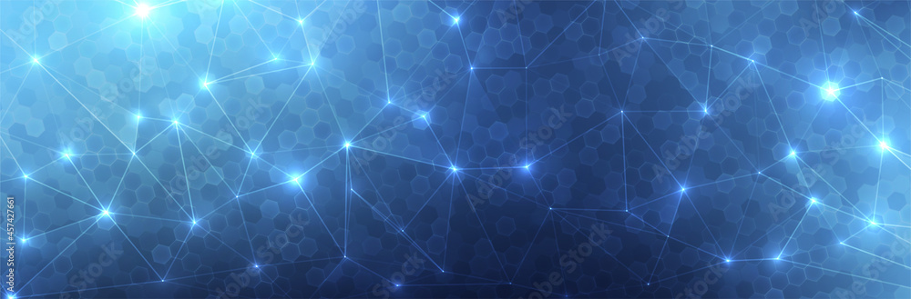 Abstract Blue Background. Technology style. Science backdrop. Plexus ...