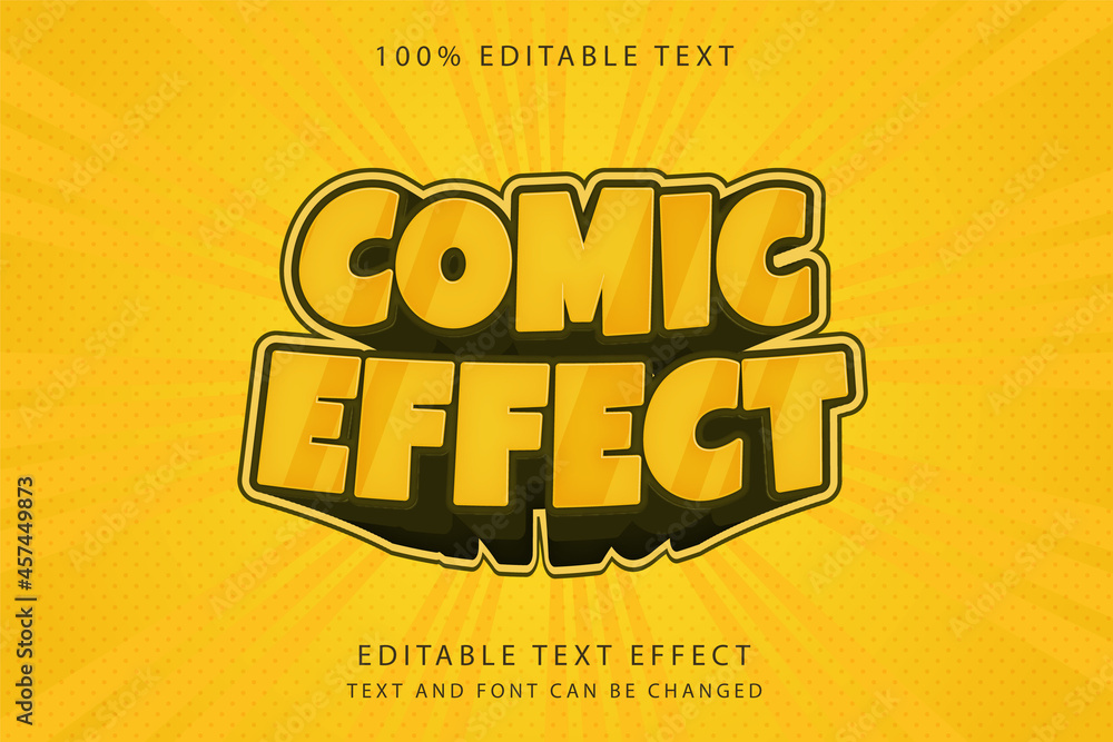 Comic effect,3 dimension editable text effect yellow gradation comic ...