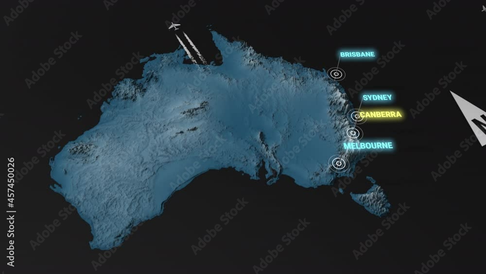 Seamless looping animation of the 3d terrain map at nighttime of ...