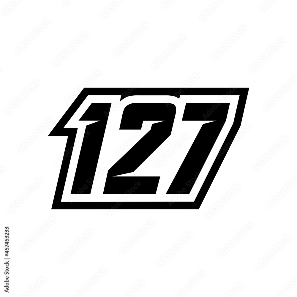 Racing number 127 logo on white background Stock Vector | Adobe Stock