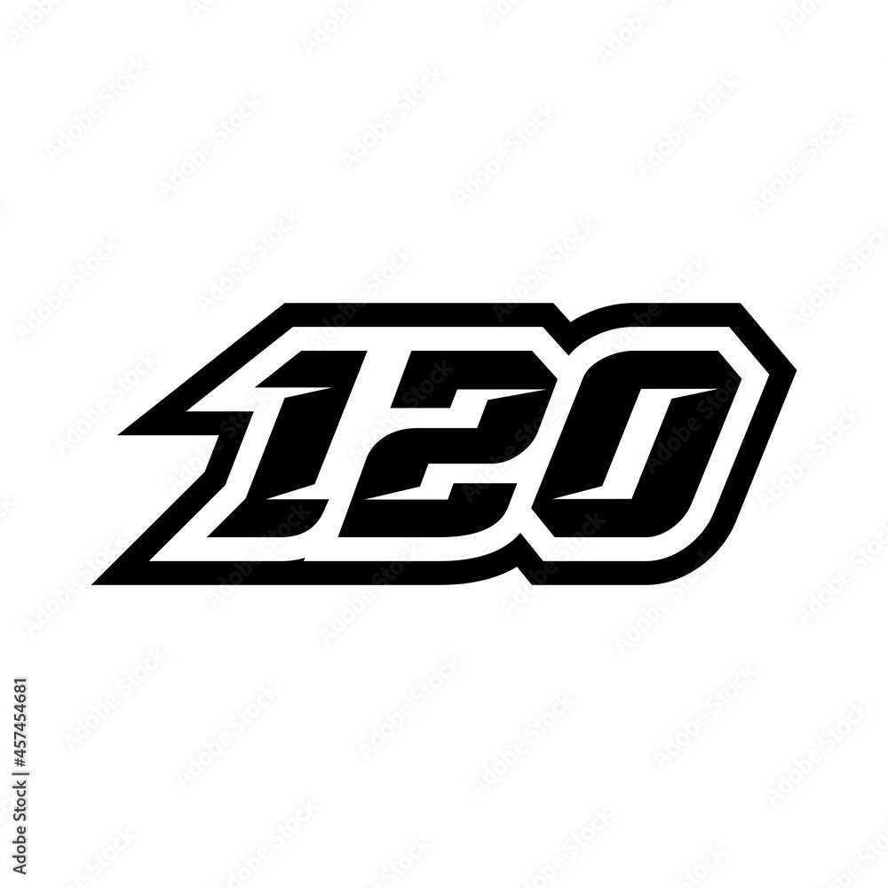 Racing number 120 logo on white background Stock Vector | Adobe Stock
