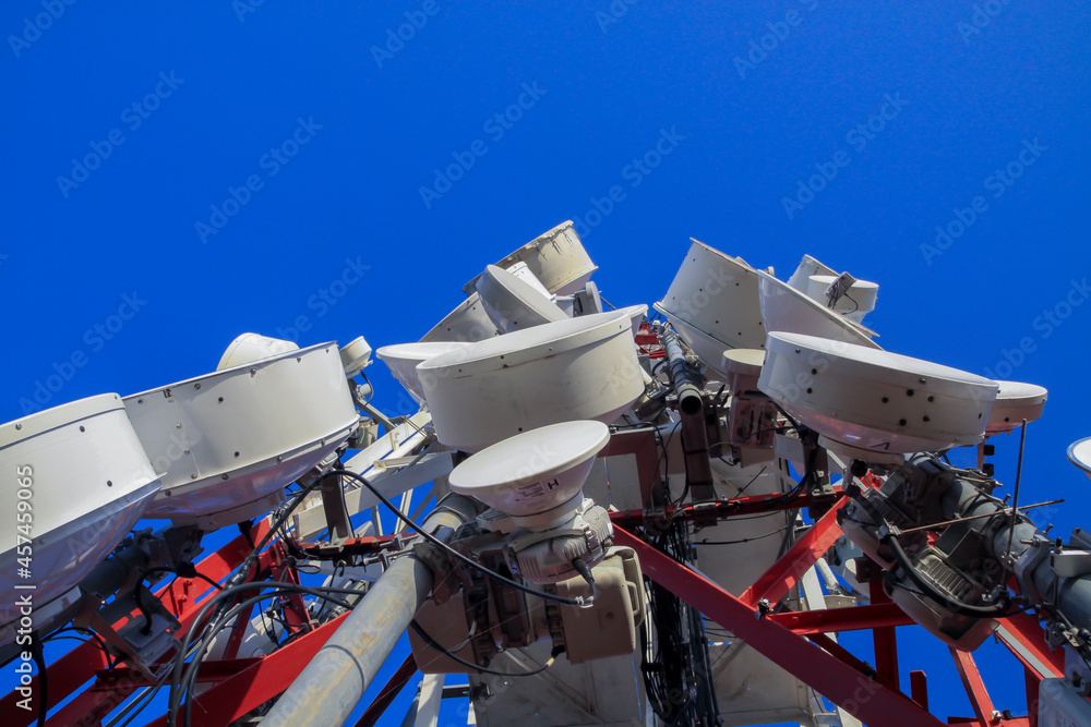 telecommunications tower of different mobile phone, radio and ...