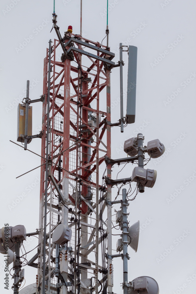 telecommunications tower of different mobile phone, radio and ...