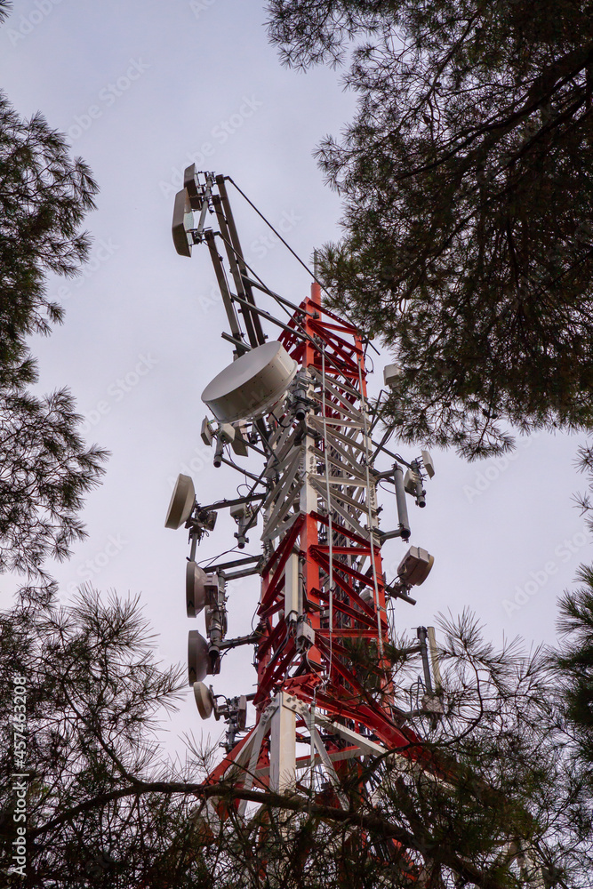 telecommunications tower of different mobile phone, radio and ...
