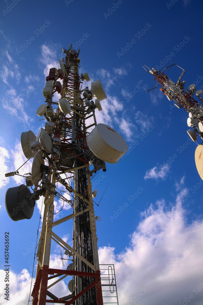 telecommunications tower of different mobile phone, radio and ...