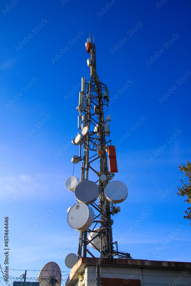 telecommunications tower of different mobile phone, radio and ...