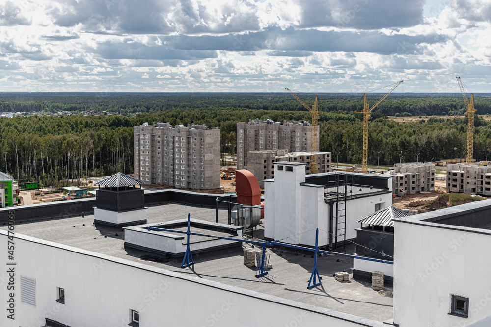 Ventilation system of a multi-storey residential building. Forced ...