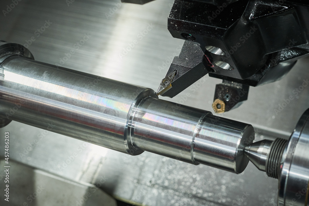 turning operation on cnc machine. metal cut work industry. Precision ...