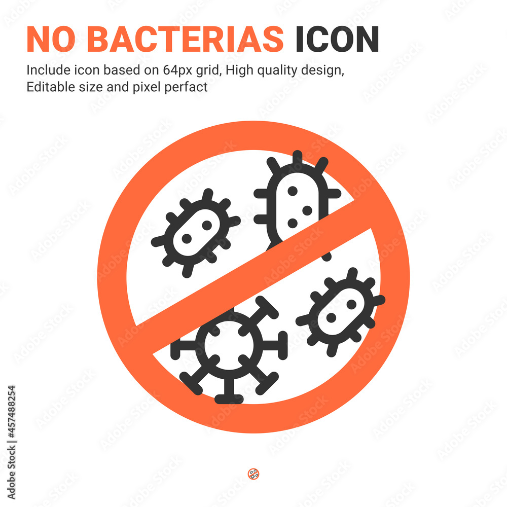 No bacterias, virus line icon with filled outline style isolated on ...
