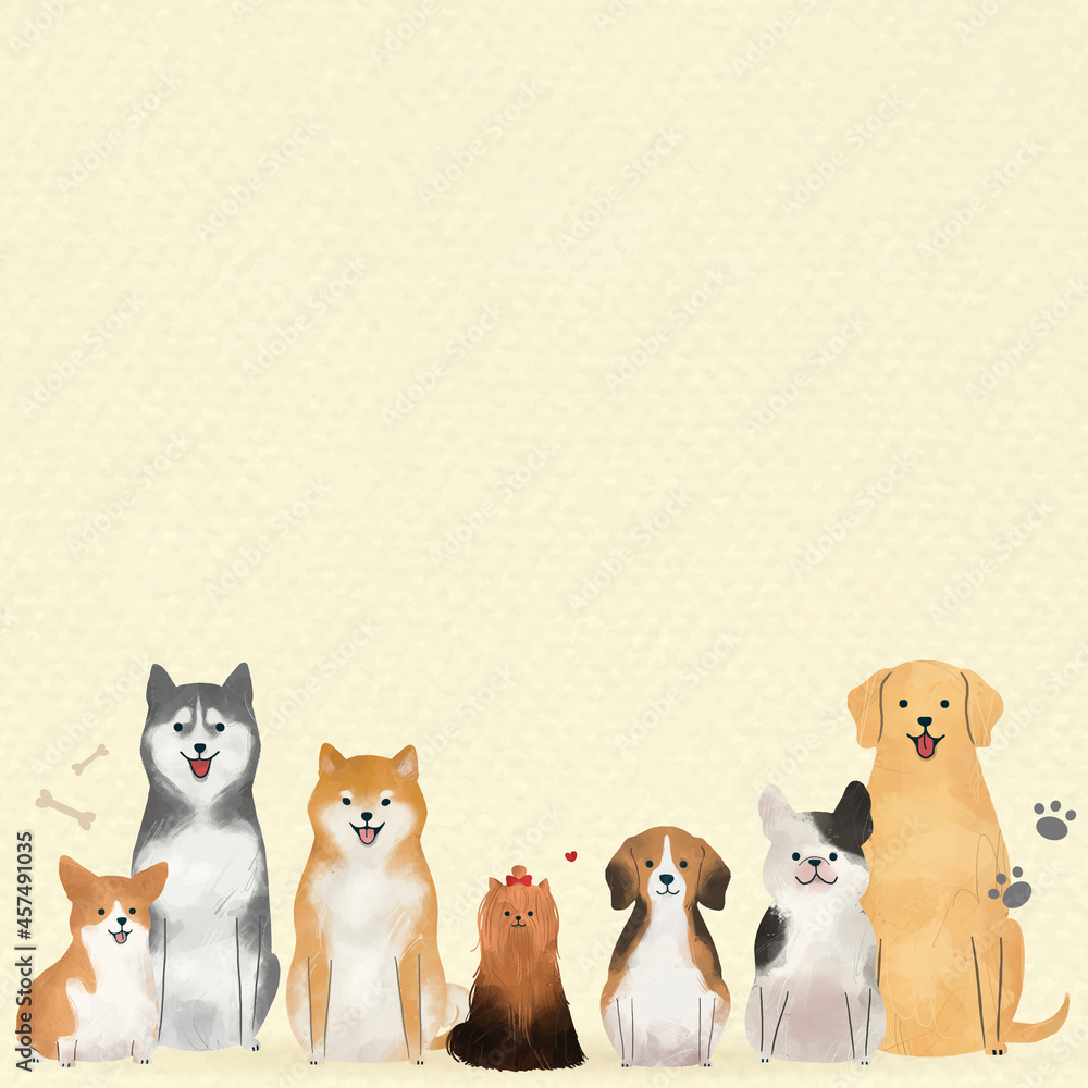 Dog background vector with cute pets illustration Stock Vector | Adobe ...