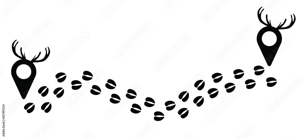 Walking, walk track route. Cartoon deer hooves, footprint icon. Animal ...