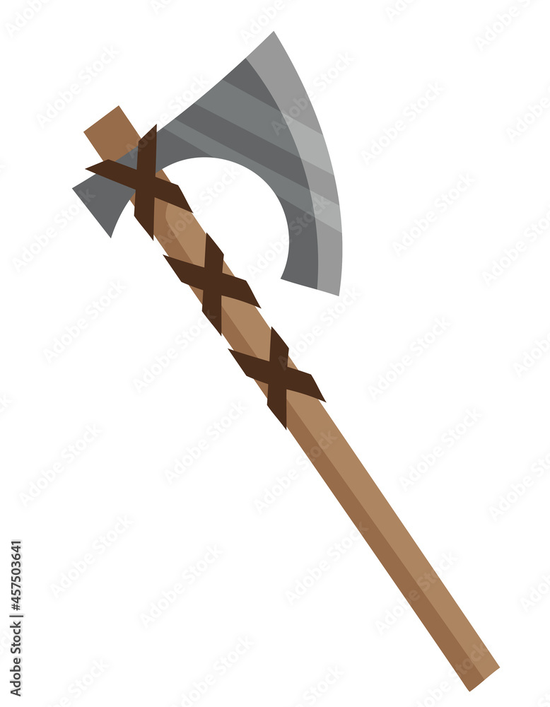 Battle axe side view. Medieval weapon in cartoon style. Stock Vector ...