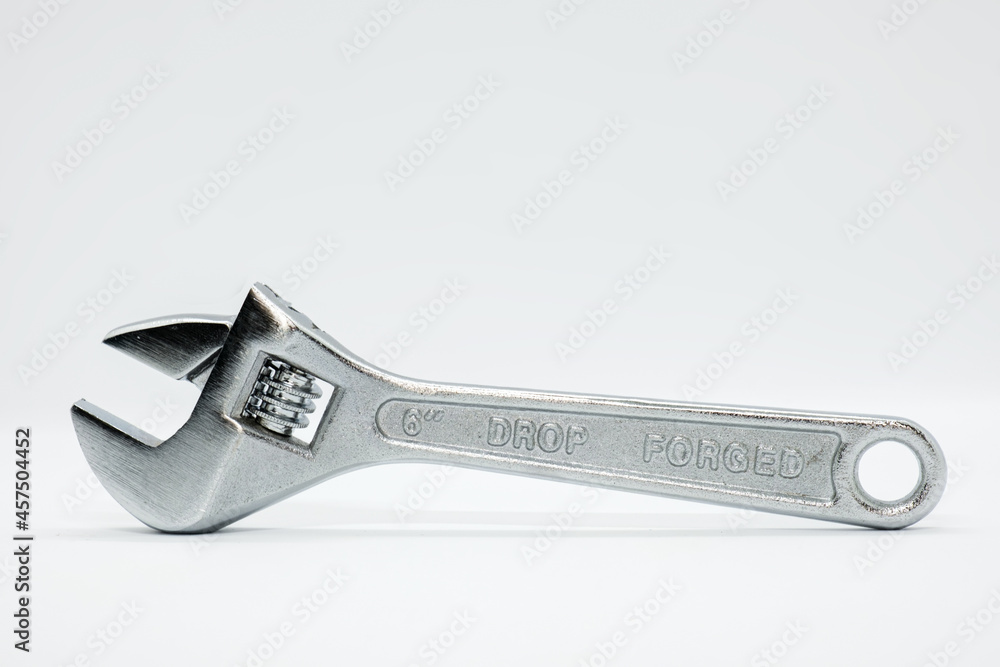 Drop forged adjustable wrench with chrome finish for maximum resistance ...