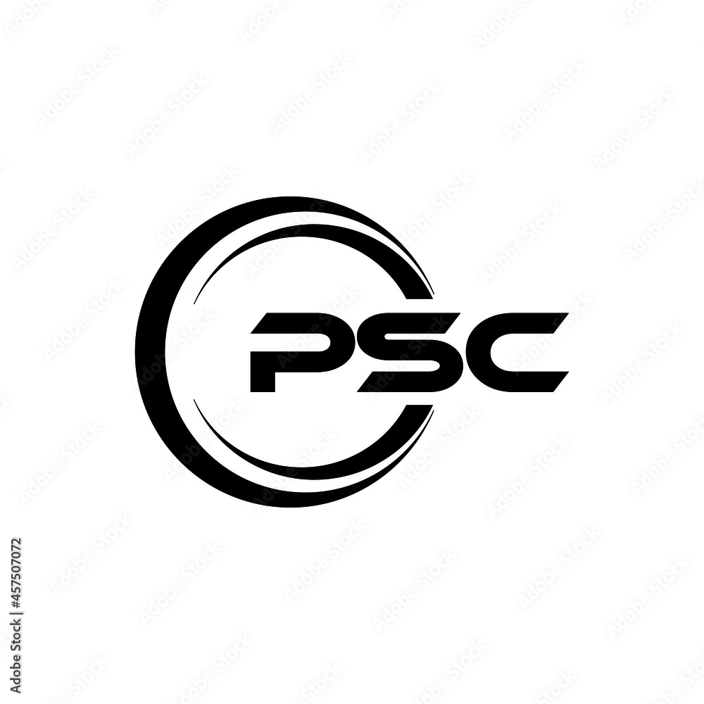 PSC letter logo design with white background in illustrator, vector ...