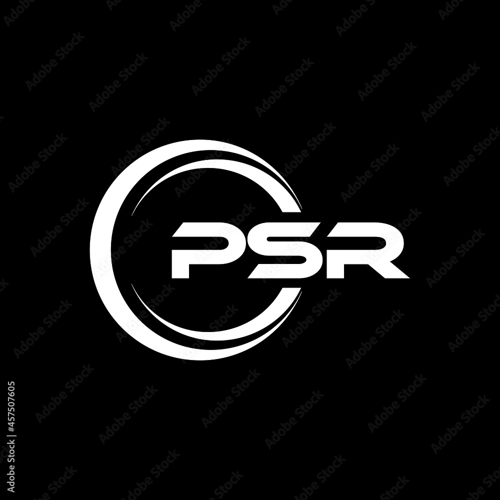 Vettoriale Stock PSR letter logo design with black background in ...