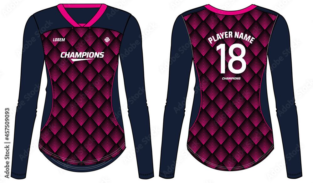 Women Long Sleeve Sports Jersey t-shirt design concept Illustration ...